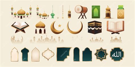 Premium Vector Golden Islamic Traditional Element Set Collection