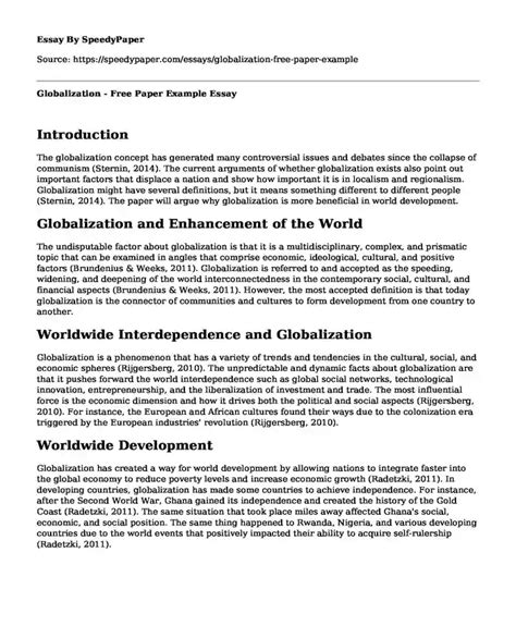 📚 Globalization Free Paper Example