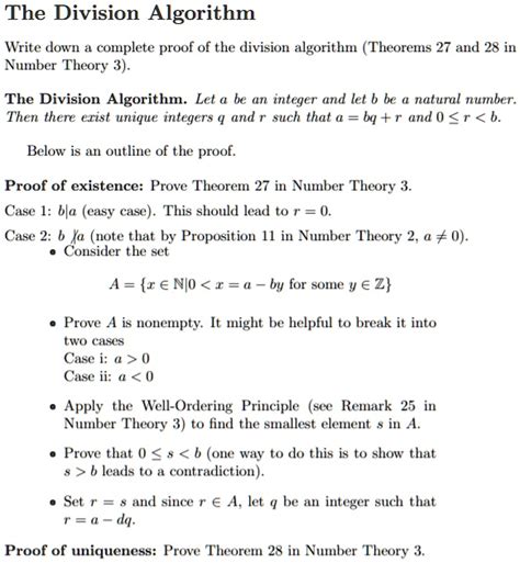 SOLVED The Division Algorithm Write DOwn Complete Proof Of The Division AlgorithI Theorems