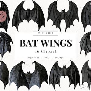 16 Cut Out Bat Wings Clipart Halloween Clipart Wing Overlays Gothic