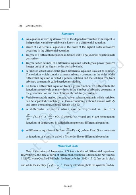 Differential Equations NCERT Book Of Class Mathematics Part II