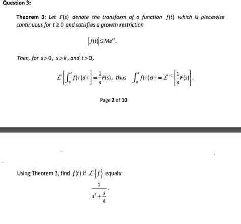 Solved Let F S Denote The Transform Of A Function F T Chegg