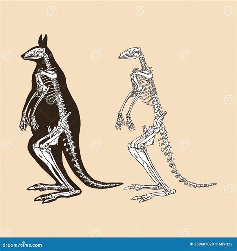 Skeleton Red Kangaroo Vector Illustration Stock Vector Illustration