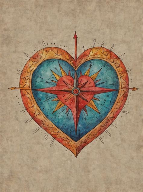 Heart With Compass Art Print By Playplusfollow Fy
