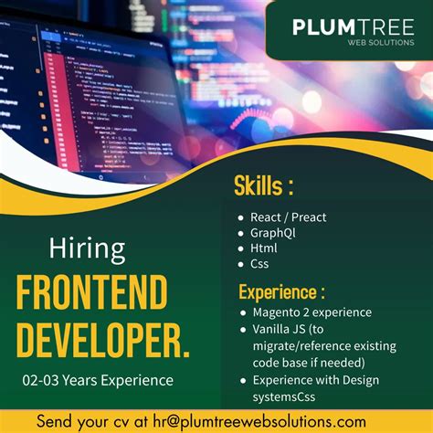 Hr Plumtree Web Solutions On Linkedin Hello Connection We Have Urgent Requirement Position