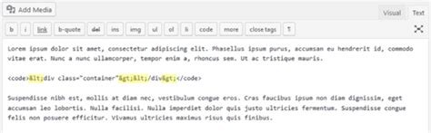 How To Write Code In Wordpress Posts Using The Classic Text Editor