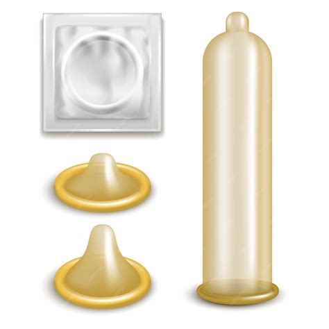 현실적인 3d 세부 라텍스 콘 세트 성과 피임 방법의 상징 성 보호의 터 일러스트레이션 프리미엄 벡터