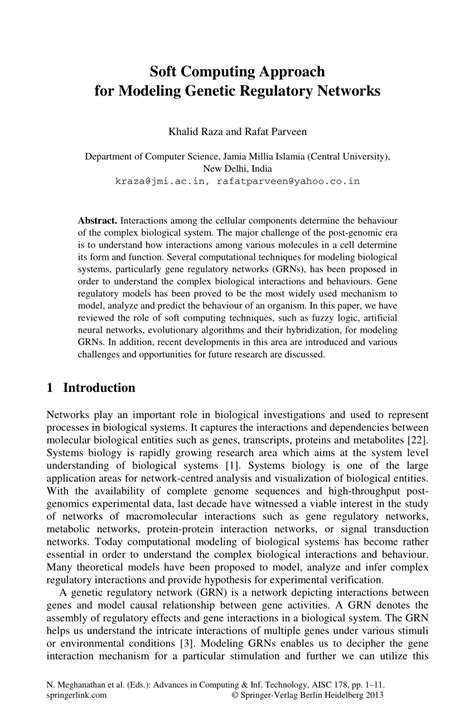 pdf soft computing approach for modeling genetic regulatory networks