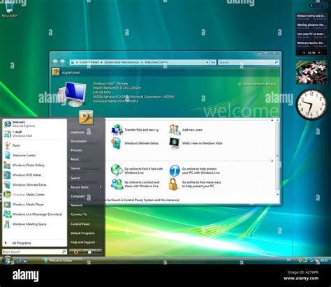 Microsoft Windows Vista English Version Desktop And Start Menu