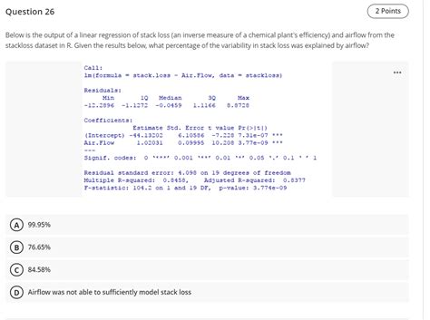 solved question 26 2 points below is the output of a linear
