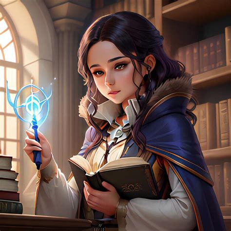 Premium Ai Image Afemaleapprenticemagewithasmallmagicwandin