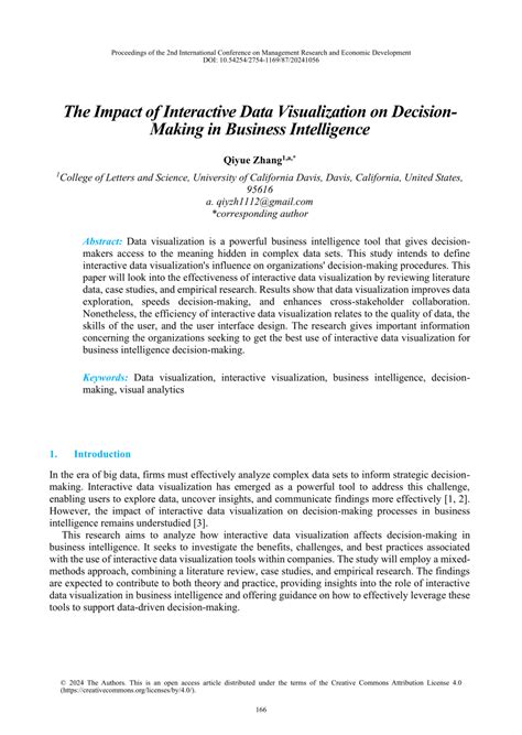 Pdf The Impact Of Interactive Data Visualization On Decision Making In Business Intelligence