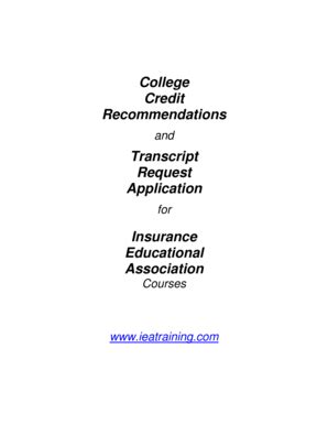 Fillable Online College Credit Recommendations Transcript Request Application Fax Email