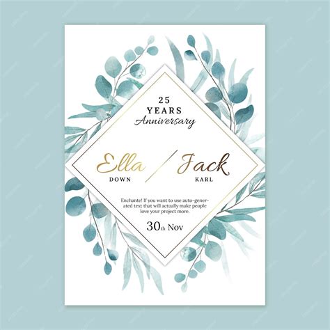 Free Vector Wedding Anniversary Card Template