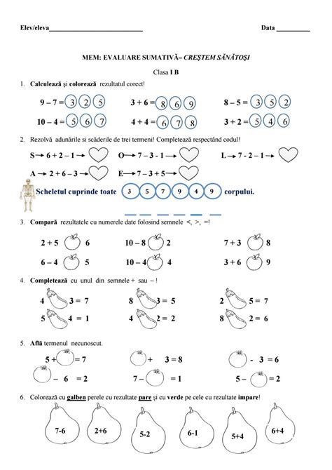 Evaluare La Matematică Clasa I By Seserman Veturia