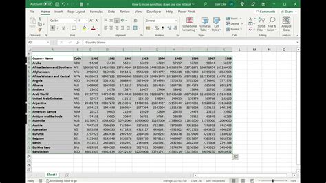 How To Move Everything Down One Row In Excel Youtube