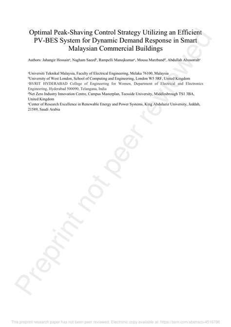 Pdf Optimal Peak Shaving Control Strategy Utilizing An Efficient Pv