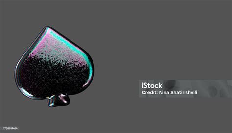 트렌디한 스팽글 질감의 반짝이는 카멜레온 스페이드 카드 놀이 기호 3d 일러스트레이션 0명에 대한 스톡 사진 및 기타 이미지 Istock