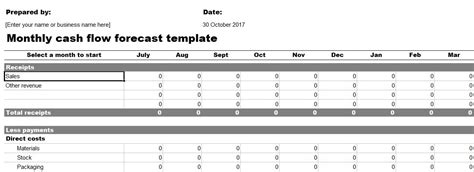 Professional Cash Flow Projection Template Excel Excel Tmp