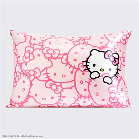 Kitsch X Hello Kitty Satin Pillowcase In Pink Hello Kitty Faces Kitsch