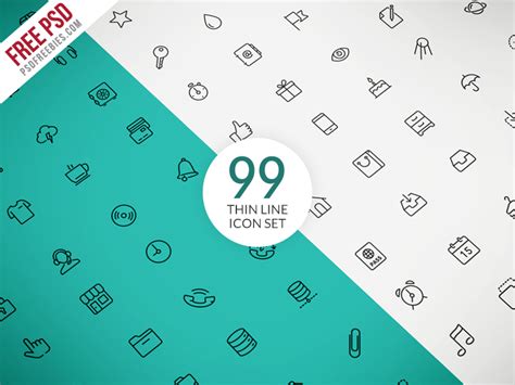 Thin Line Icon Set Psd Freebie