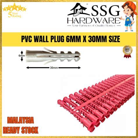 Pvc Wall Plug 6mm X 30mm Red Wall Plug Ready Stock