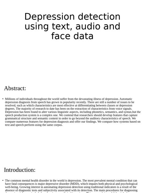Depression Detection Using Text Face And Audio Pdf Support Vector