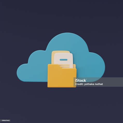 어두운 배경에 고립 된 폴더 아이콘의 문서가있는 파란색 구름 기호의 3d 렌더링 클라우드 저장 기술 최소 스타일 0명에 대한 스톡 사진 및 기타 이미지 Istock