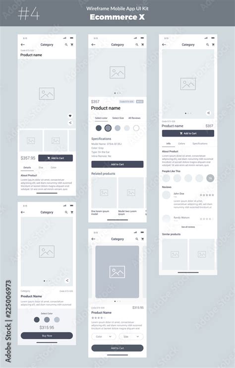 Wireframe Kit For Mobile Phone Mobile App UI UX Design New OS Ecommerce Product Category