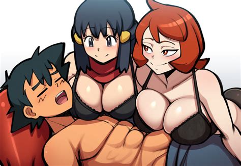 Rule 34 1boy 2girls Ai Generated Akari Pokemon Arezu Pokemon Ash