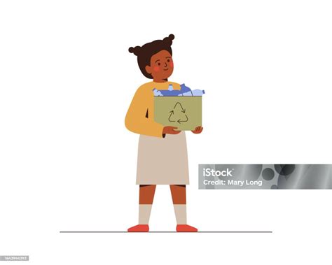 플라스틱 쓰레기를 분류하는 흑인 여고생 여자 아이는 활용과 재활용을 위해 플라스틱 병이 든 상자를 들고 있습니다 아이에 대한 스톡 벡터 아트 및 기타 이미지 Istock
