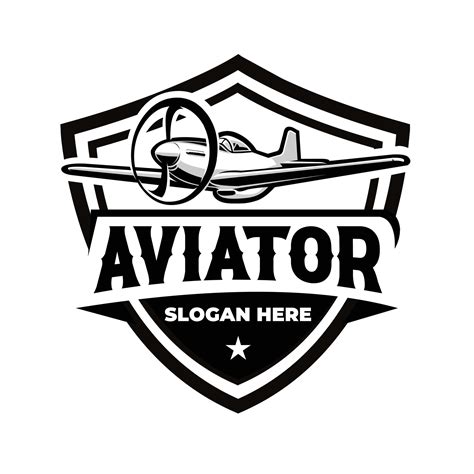 Premium Classic Aviator Logo Emblem War Plane Aircraft Vector Isolated