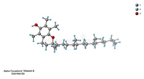 Alpha Tocopherol Or Vitamin E C29h50o2 Molecular Structure 3d Diagram Stock Illustration