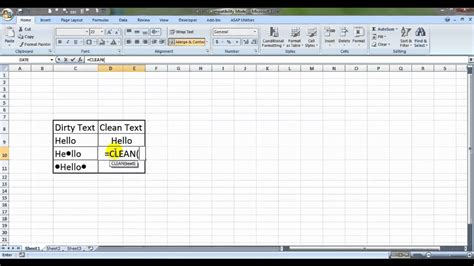clean formula in excel youtube