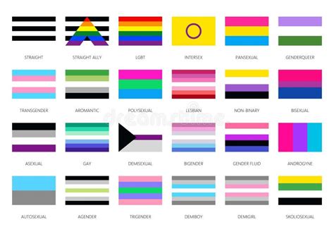 Lgbt Pride Flags Sexual Diversity Rainbow Symbols Stock Vector Illustration Of Identity