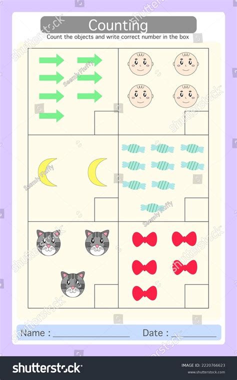 Worksheet Matching Objects Numerals Count Objects Stock Vector Royalty Free 2220766623