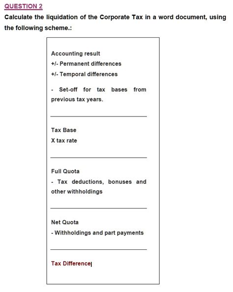Question2 Calculate The Liquidation Of The Corporate Tax In A Word