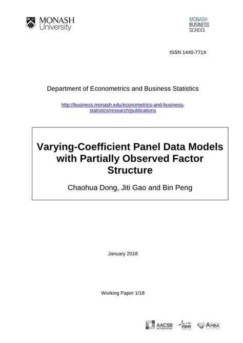 Pdf Varying Coefficient Panel Data Models With Partially · For Panel Data Models In Terms