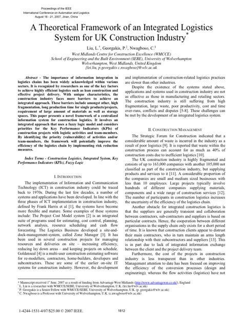 Liu Et Al A Theoretical Framework Of An Integrated Logistics System 2007 Download Free Pdf
