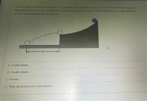 Solved A Round Object Of Mass M And Radius R Is Released Chegg
