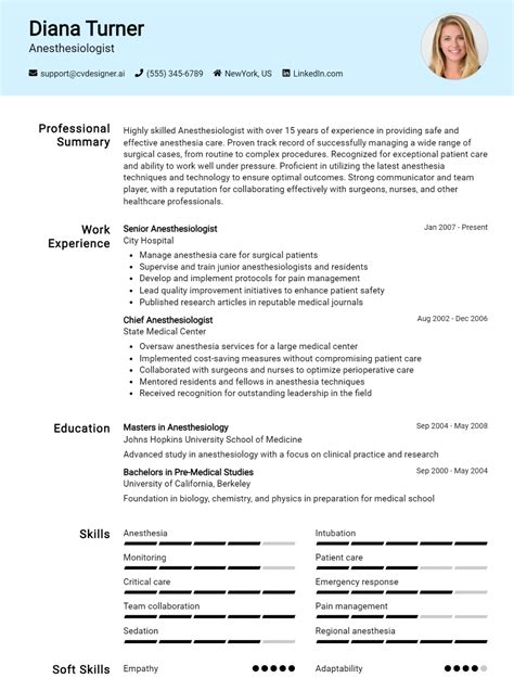 Anesthesiologist Cv Example For 2024 Free Downloadable Templates