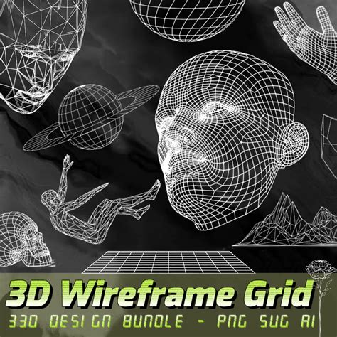 Wireframe Grid D Bundle Futuristic Design For Gamer Modern Element For App Interface