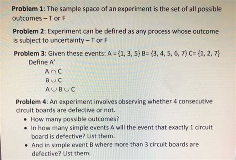 Solved Problem 1 The Sample Space Of An Experiment Is The Chegg Com