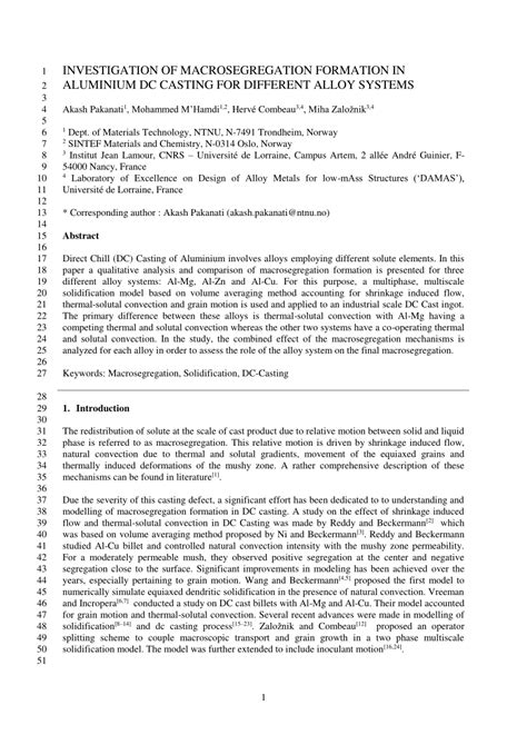 pdf investigation of macrosegregation formation in aluminium dc