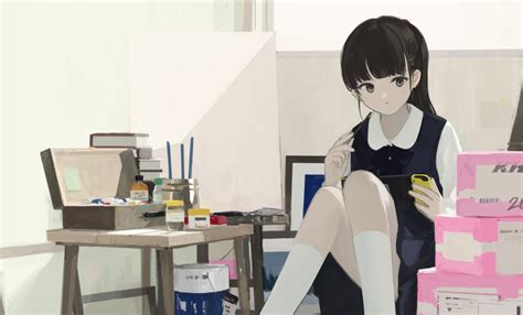 Safebooru 1girl Absurdres Black Bow Black Bowtie Black Eyes Black