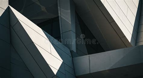 Geometric Architectural Structure With Intersecting Angular Concrete