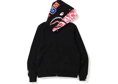 Bape Abc Shark Full Zip Double Hoodie Black Pink Mens Fw19 Us