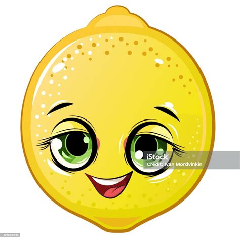 레몬 쾌활한 미소 총구와 육즙 붉은 과일 만화 스타일 흰색 배경 위에 격리 벡터 그림입니다 0명에 대한 스톡 벡터 아트 및 기타 이미지 Istock