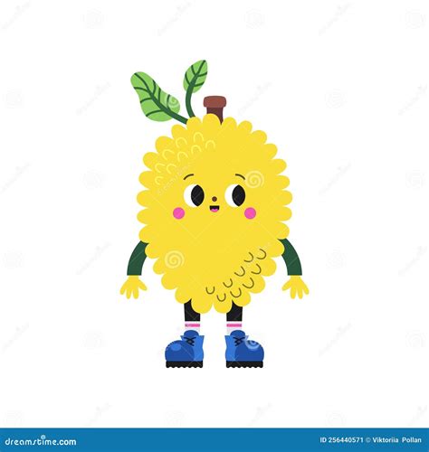 Cute Cartoon Jackfruit Illustration On A White Background Stock