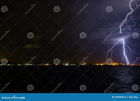 Thunderstorm With Lightning Stock Photo Image Of Lightning Moody